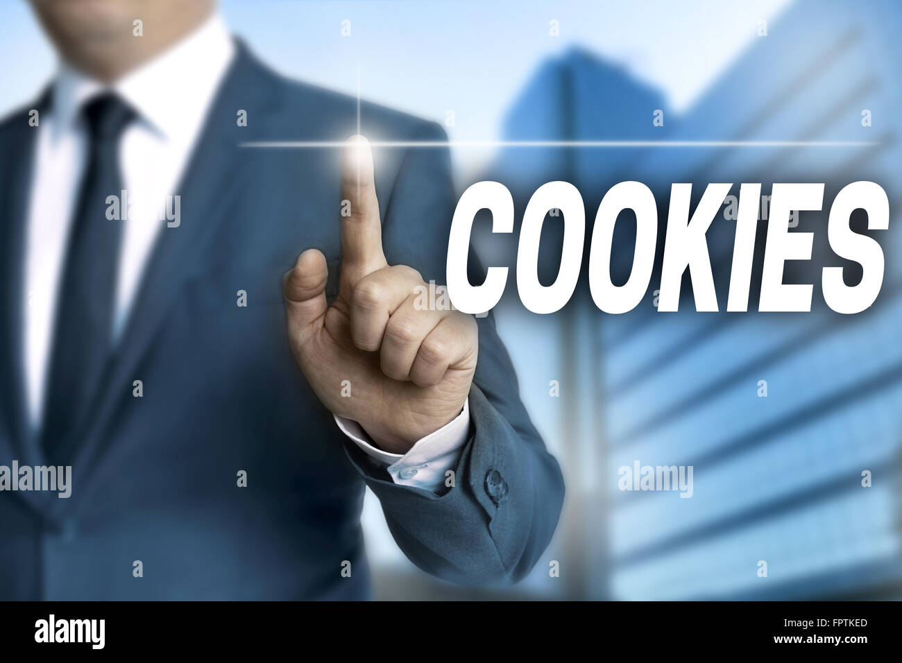 cookies touchscreen is operated by businessman Stock Photo - Alamy
