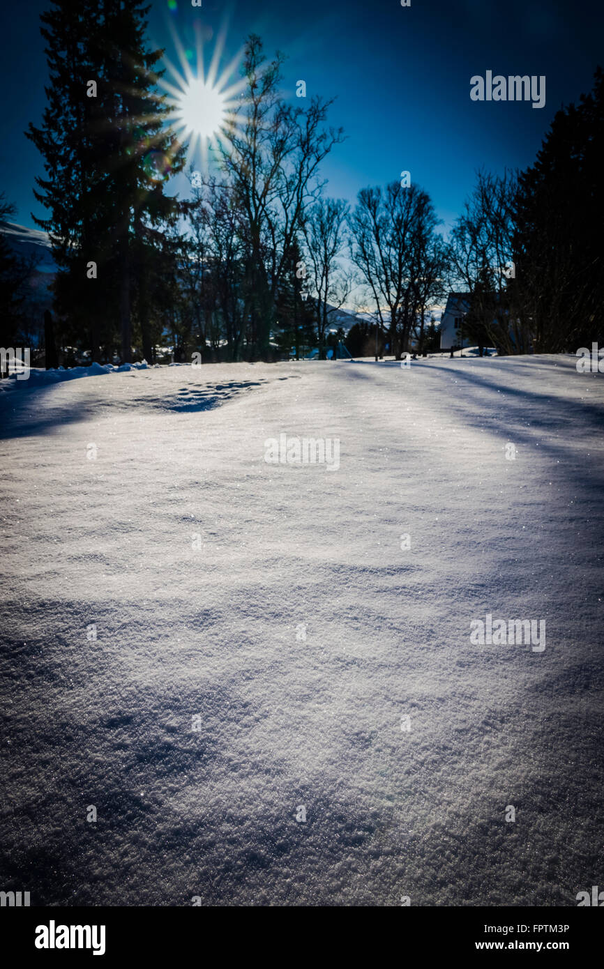 Winter snow scene in Tromso, Norway Stock Photo - Alamy