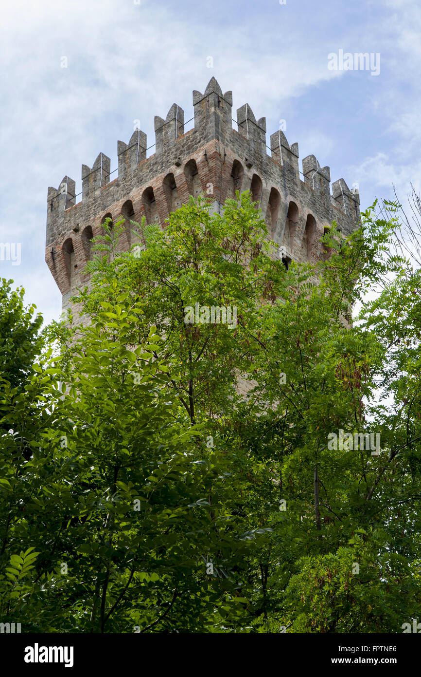 Castle's tower hidden in the woods Stock Photo - Alamy