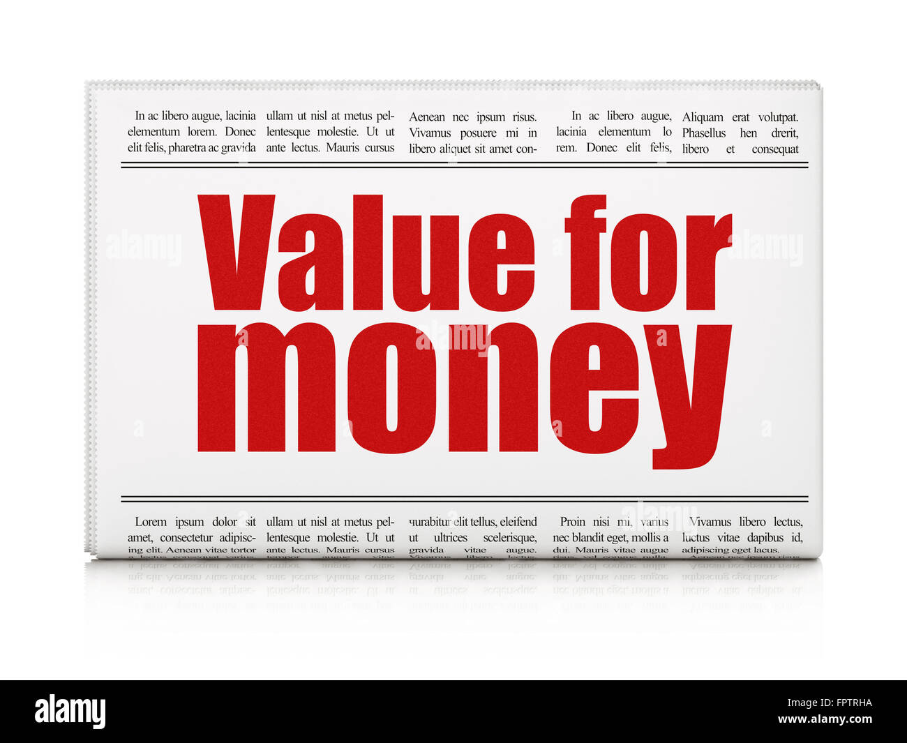Currency concept: newspaper headline Value For Money Stock Photo - Alamy