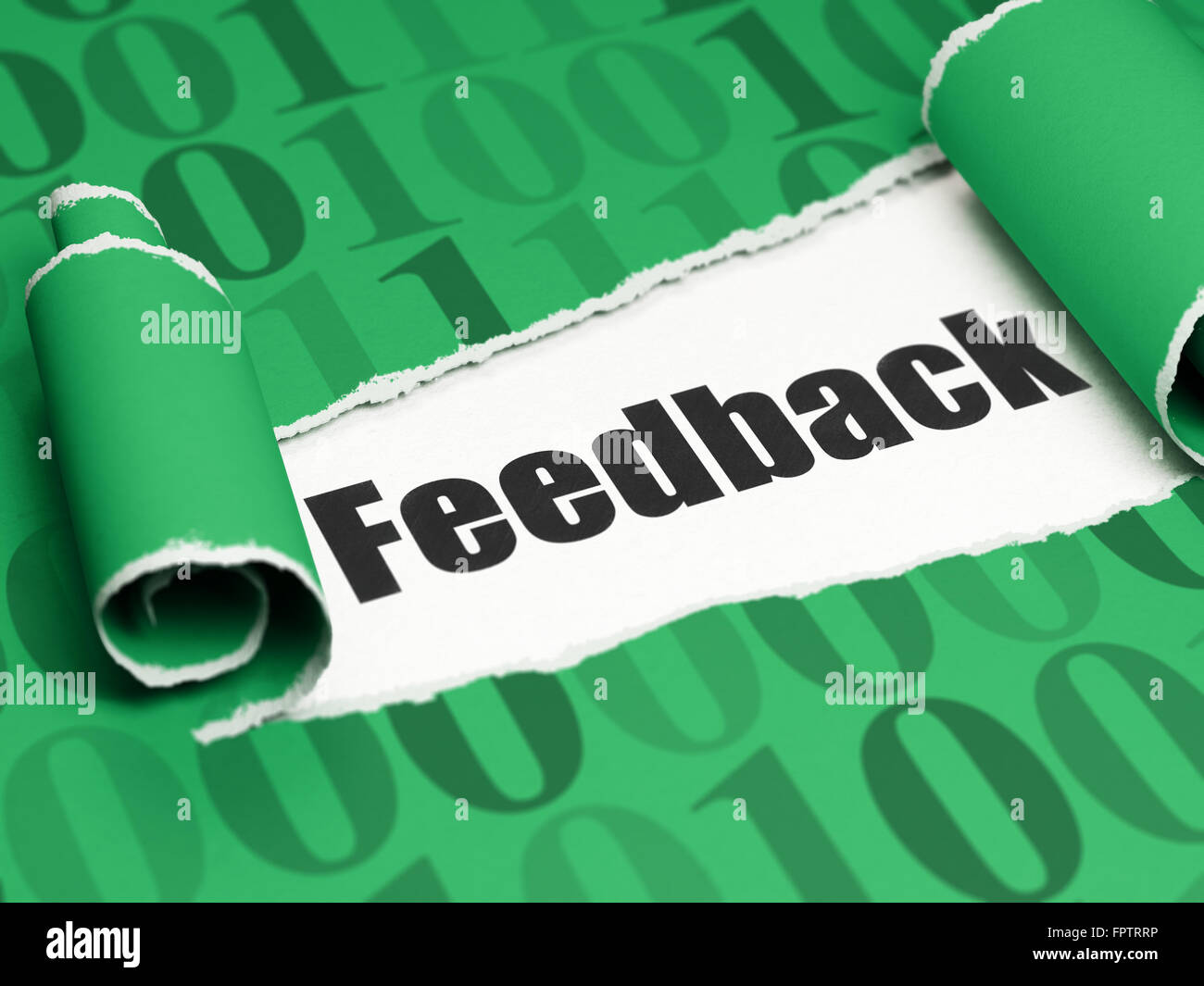Business concept: black text Feedback under the piece of torn paper ...