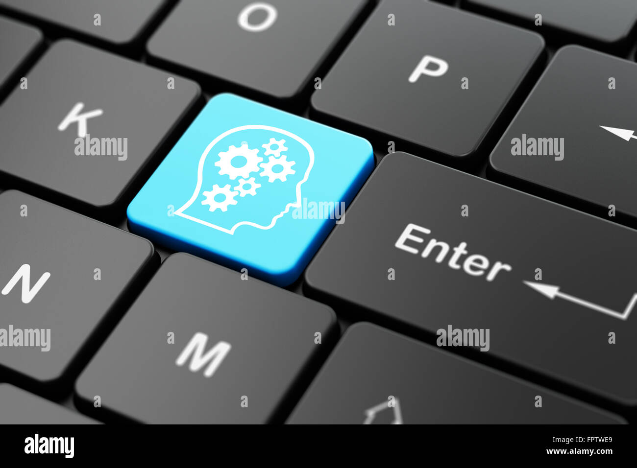 Business concept: Head With Gears on computer keyboard background Stock ...