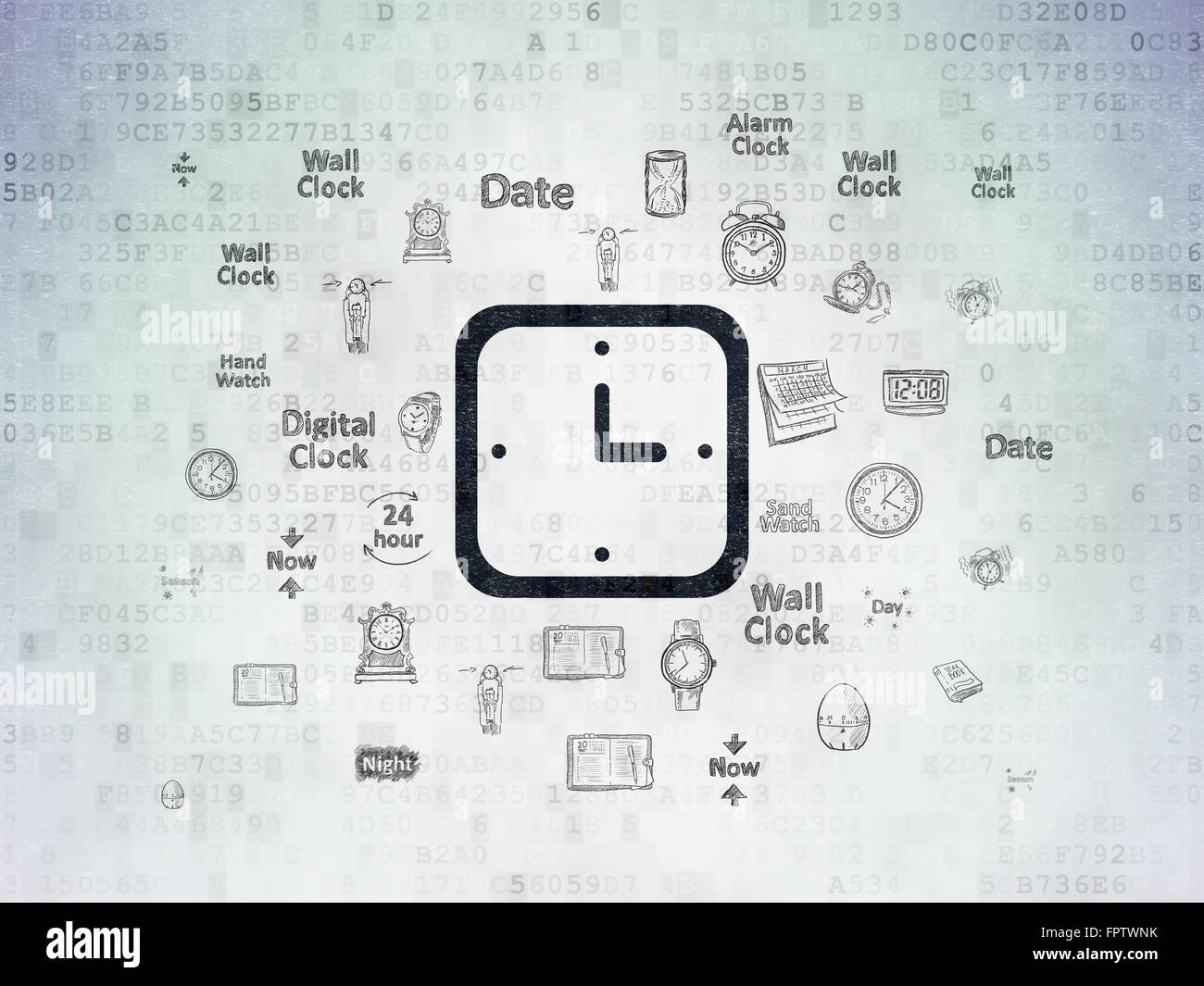Timeline concept: Watch on Digital Paper background Stock Photo - Alamy