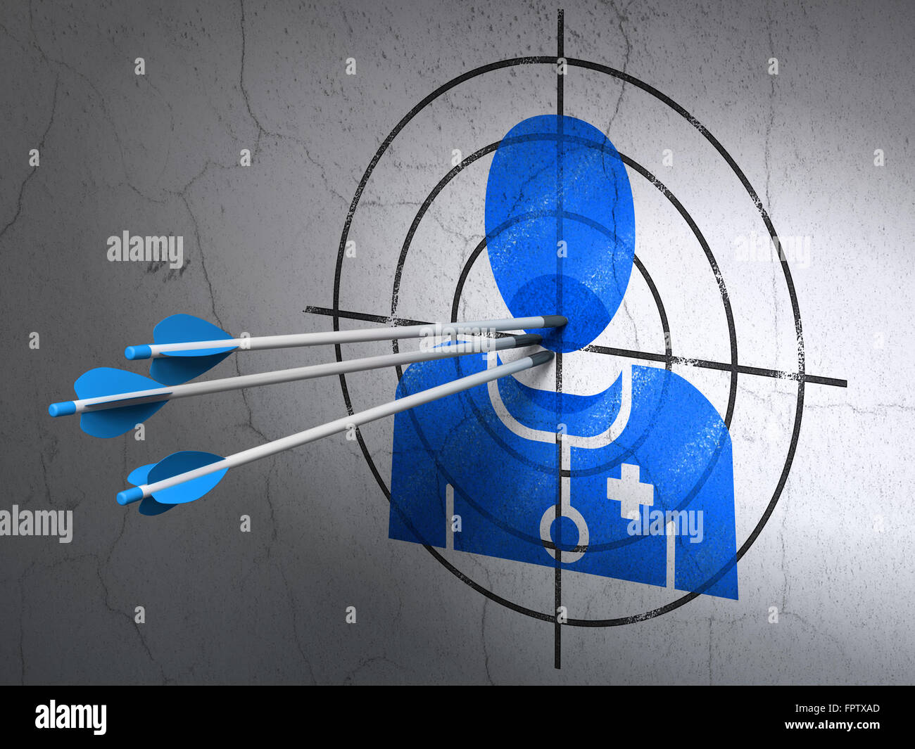 Health concept: arrows in Doctor target on wall background Stock Photo ...