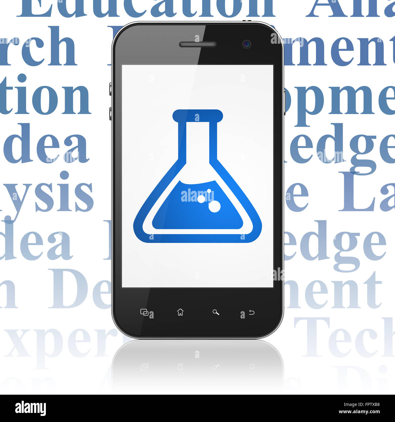 Science concept: Smartphone with Flask on display Stock Photo - Alamy