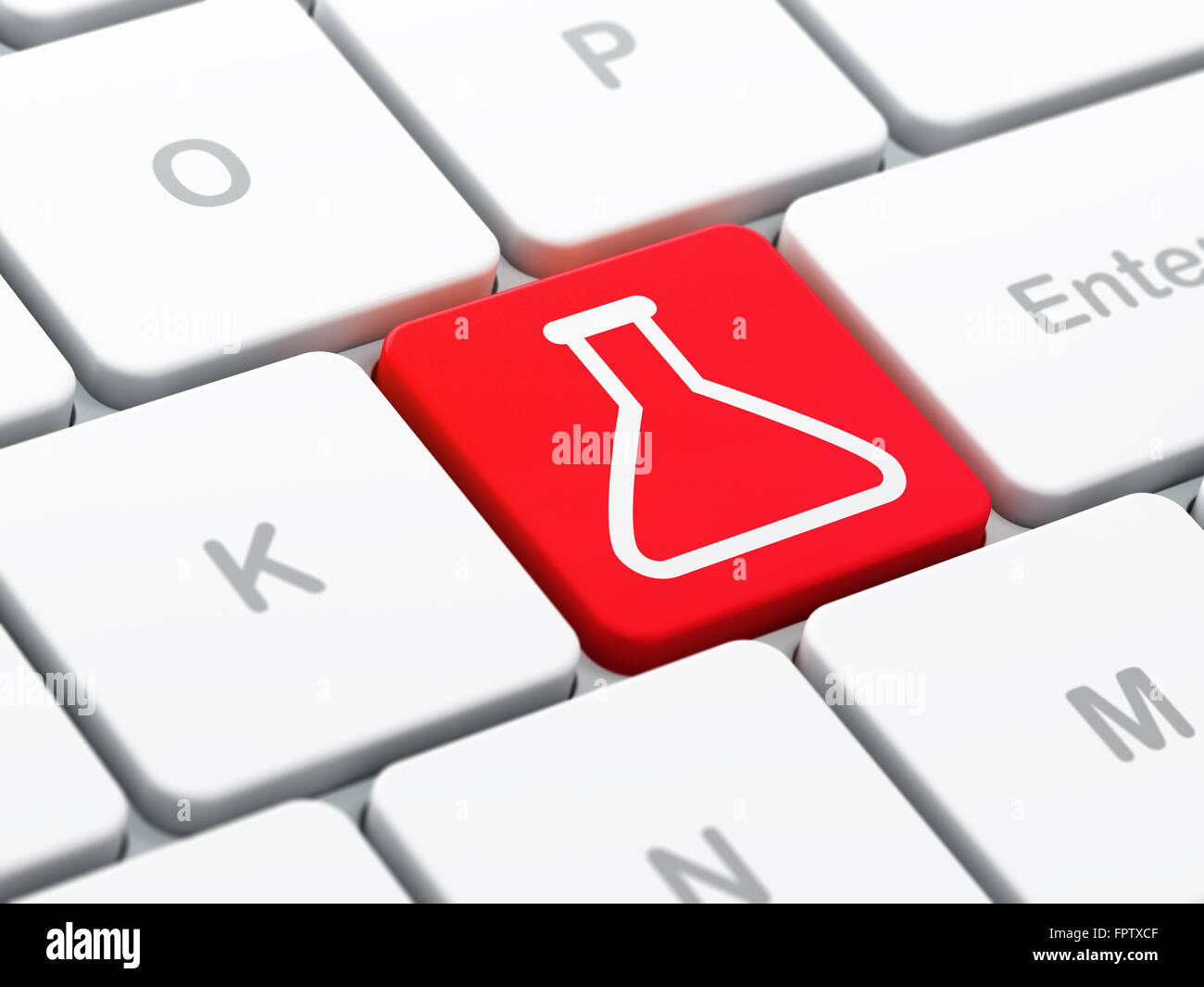 Science concept: Flask on computer keyboard background Stock Photo - Alamy