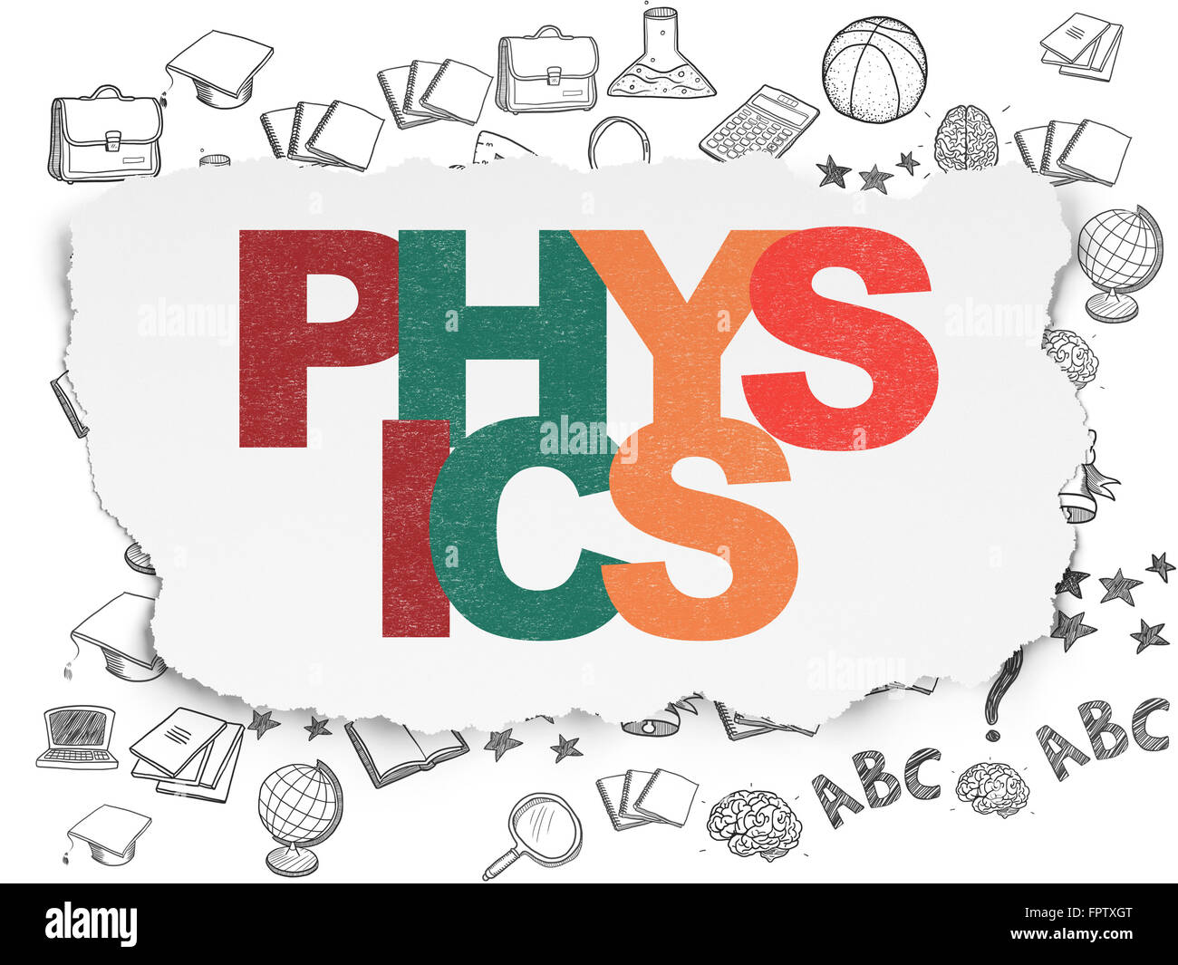 Studying concept: Physics on Torn Paper background Stock Photo - Alamy