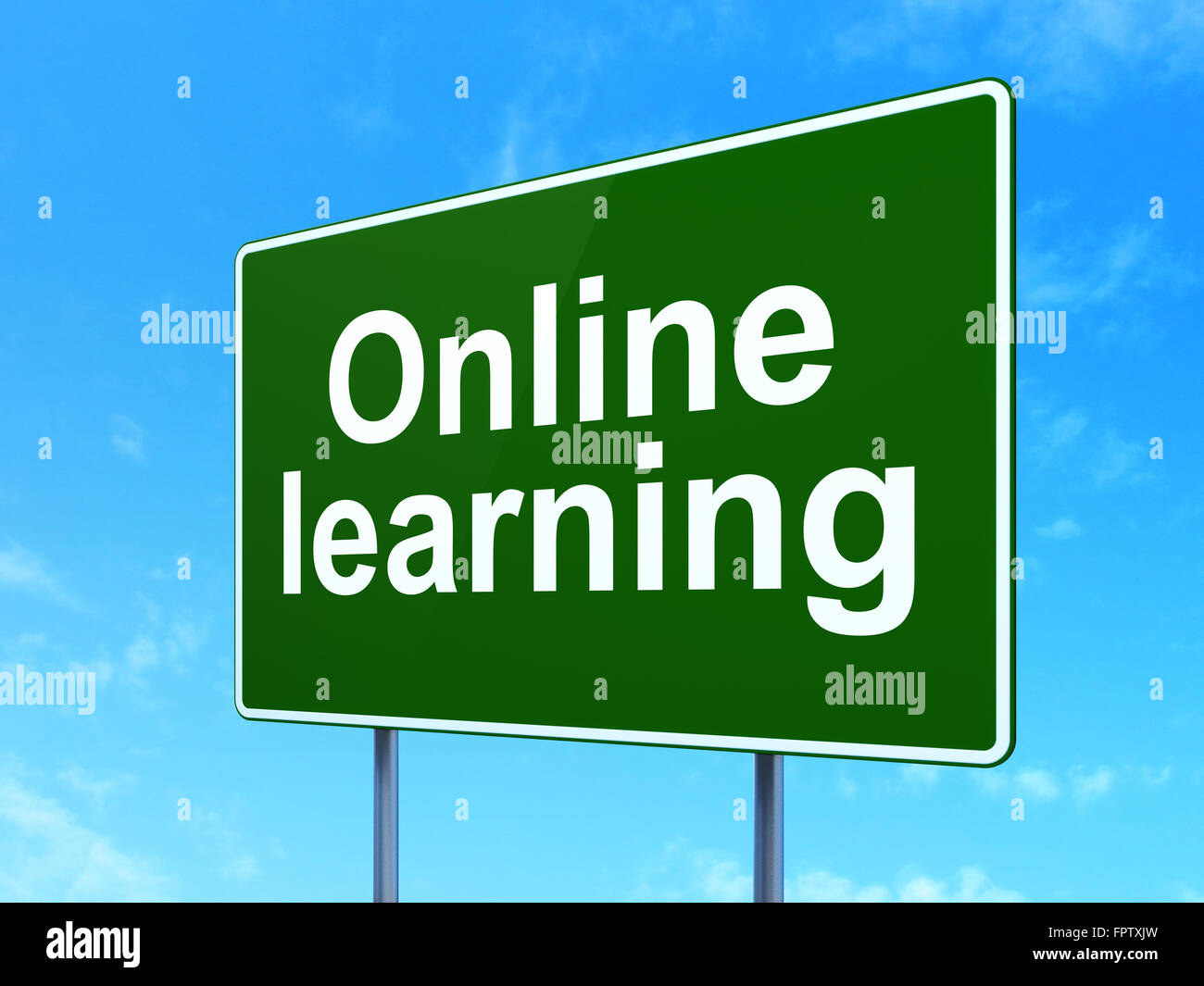 Education concept: Online Learning on road sign background Stock Photo ...