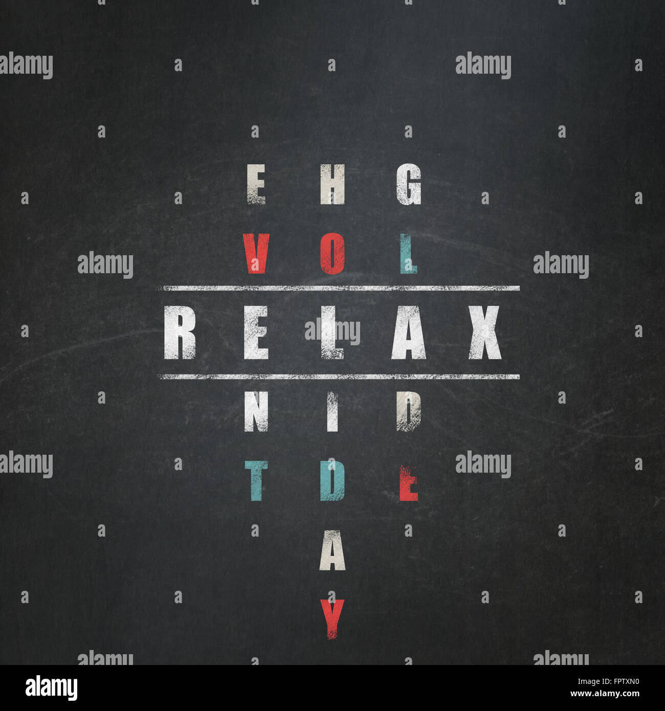 Holiday concept: Relax in Crossword Puzzle Stock Photo - Alamy