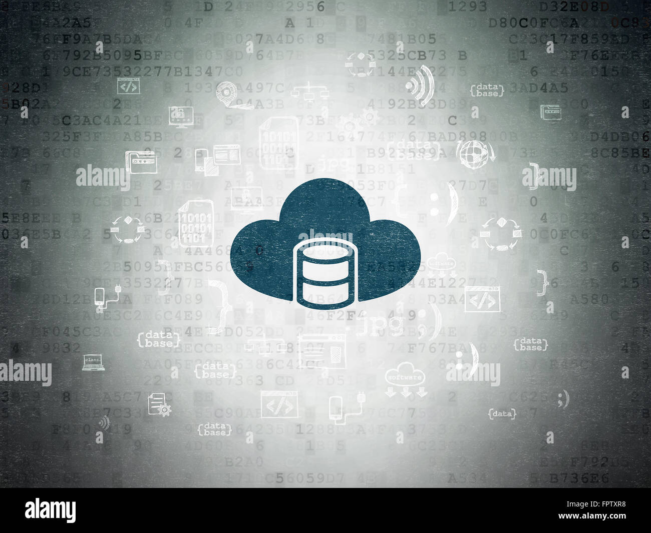 Software concept: Database With Cloud on Digital Paper background Stock ...