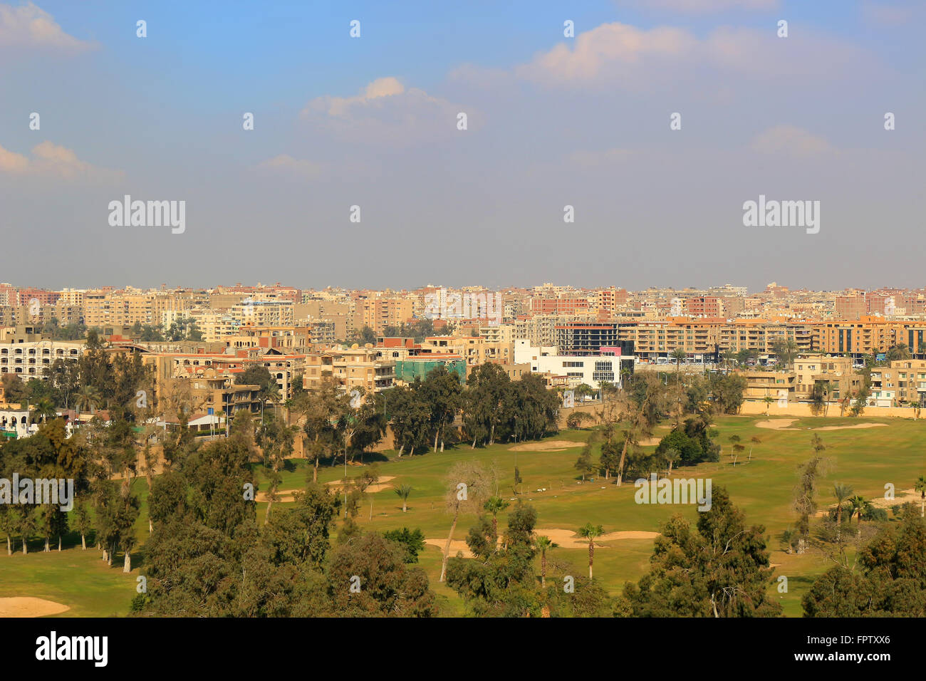 View of golf course and buildings in the city of Cairo Egypt Stock ...