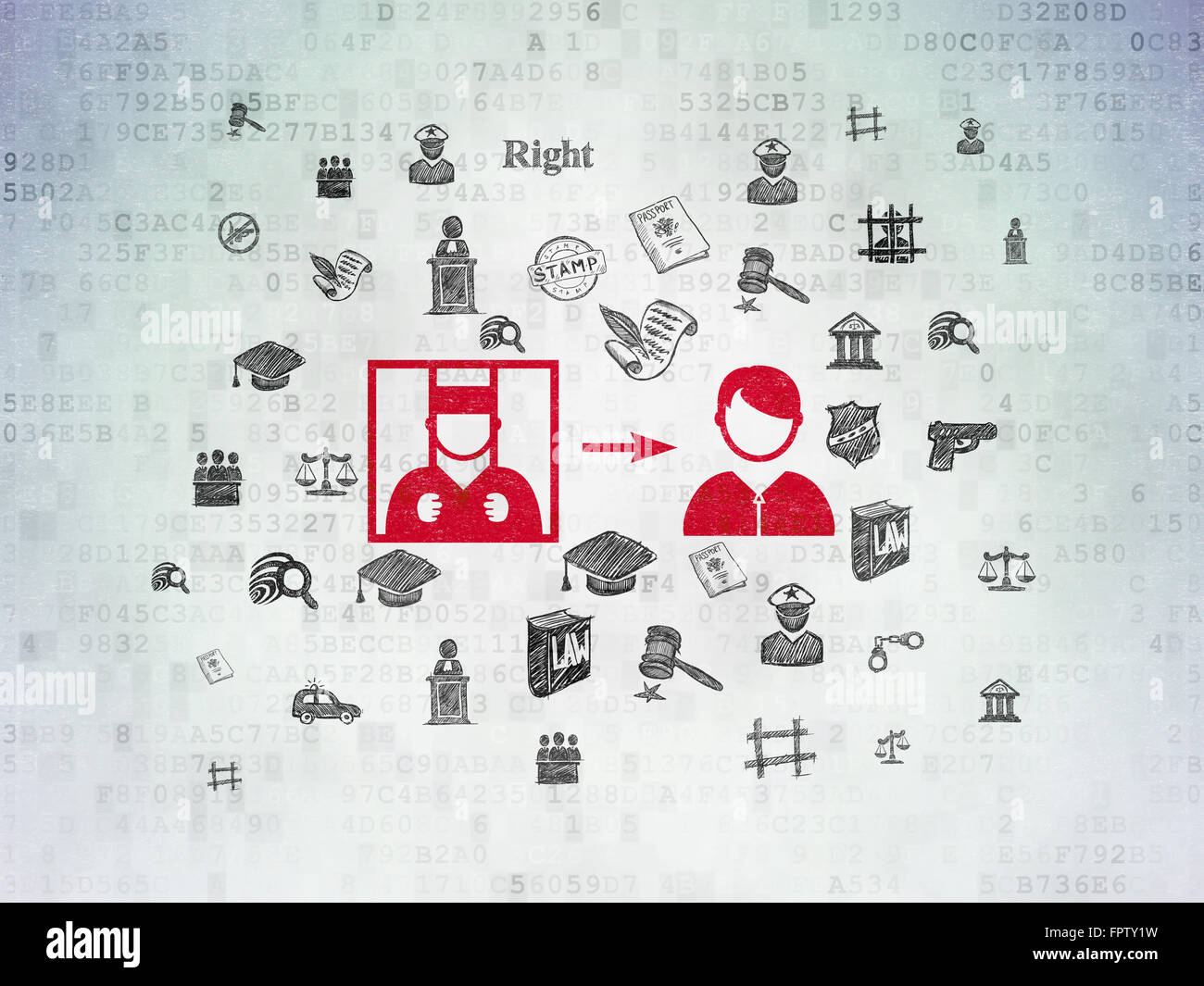 Law concept: Criminal Freed on Digital Paper background Stock Photo - Alamy