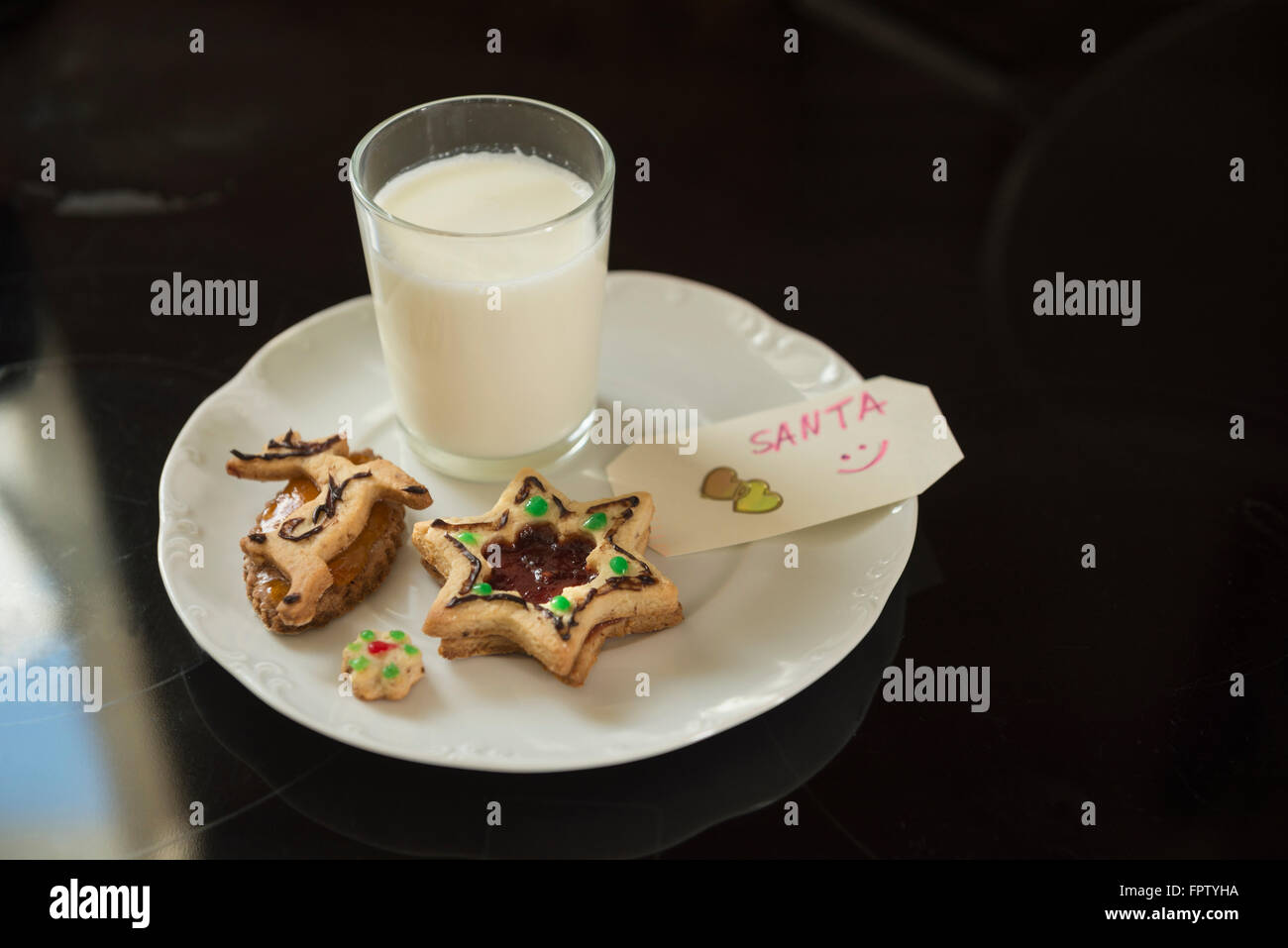 Note to Santa with milk and cookies, Munich, Bavaria, Germany Stock ...