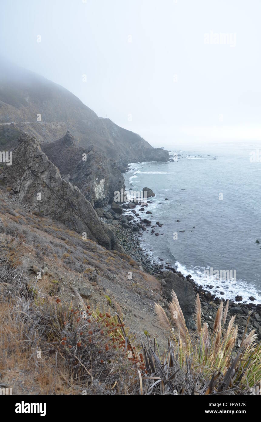 An ocean scene from along the Pacific Coast Highway in California, USA ...