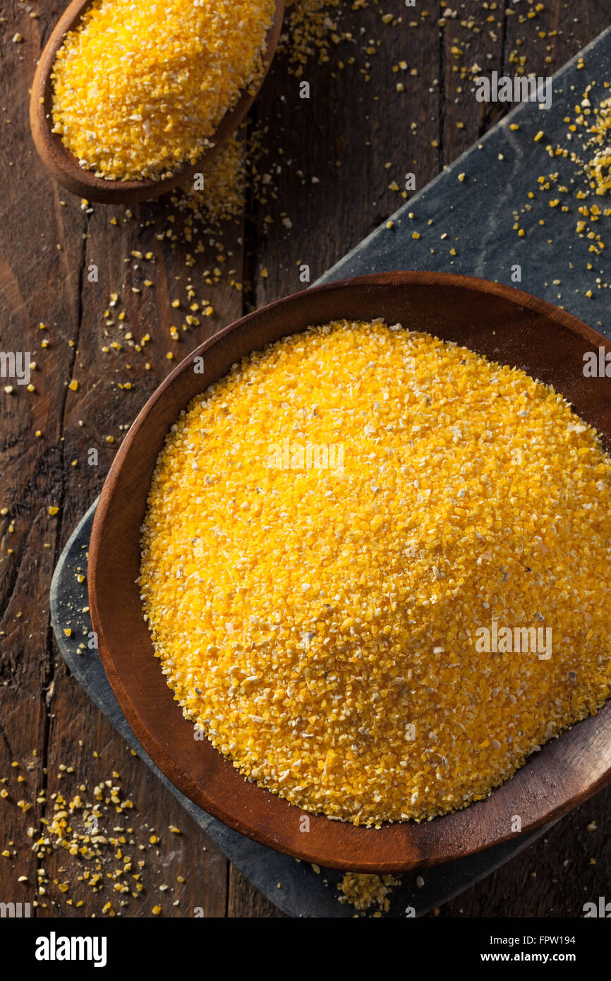 Raw Organic Polenta Corn Meal in a Bowl Stock Photo - Alamy