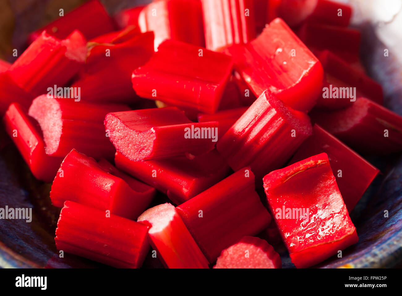 Raw Organic Red Rhubarb Ready to Use Stock Photo - Alamy