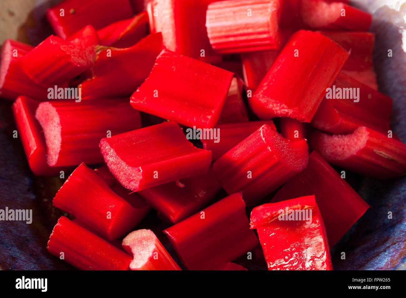 Raw Organic Red Rhubarb Ready to Use Stock Photo - Alamy
