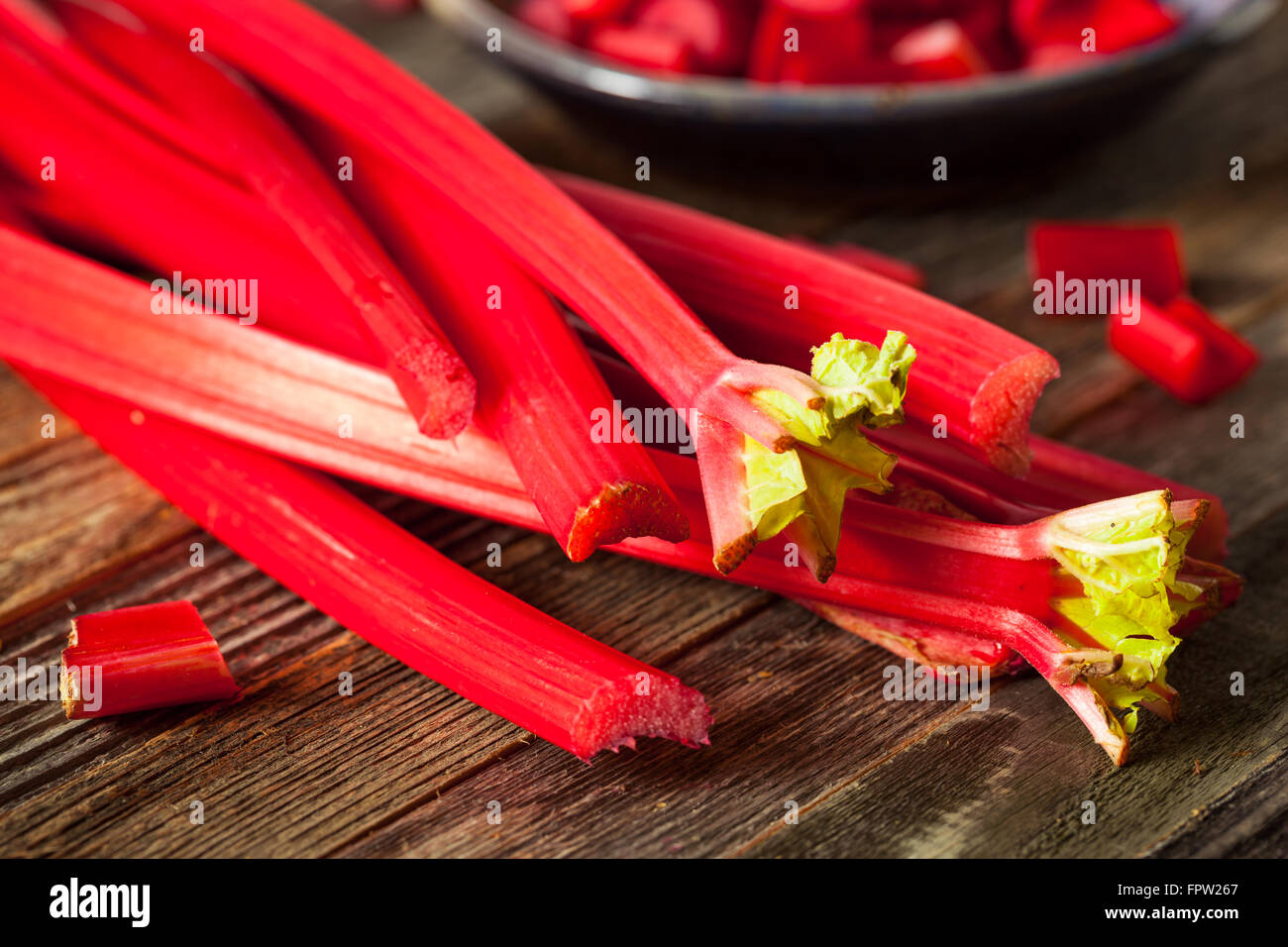 Raw Organic Red Rhubarb Ready to Use Stock Photo - Alamy