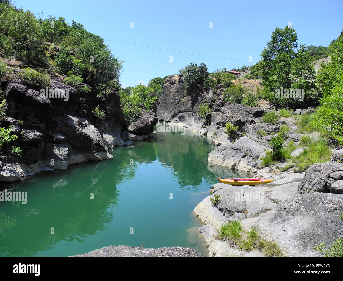 Pinios river between rocks near Trikala, Greece Stock Photo - Alamy