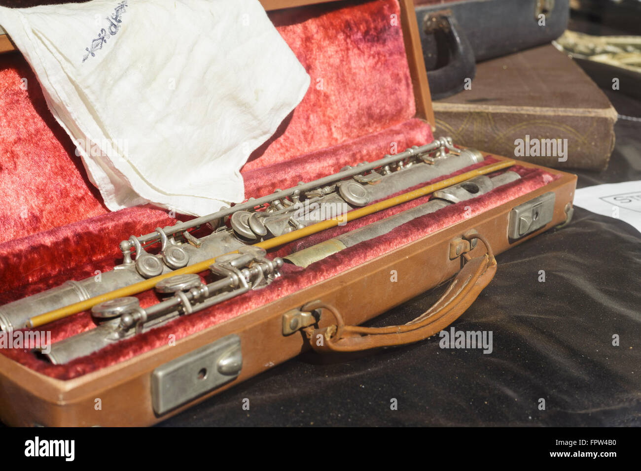 an old flute in it's case Stock Photo - Alamy