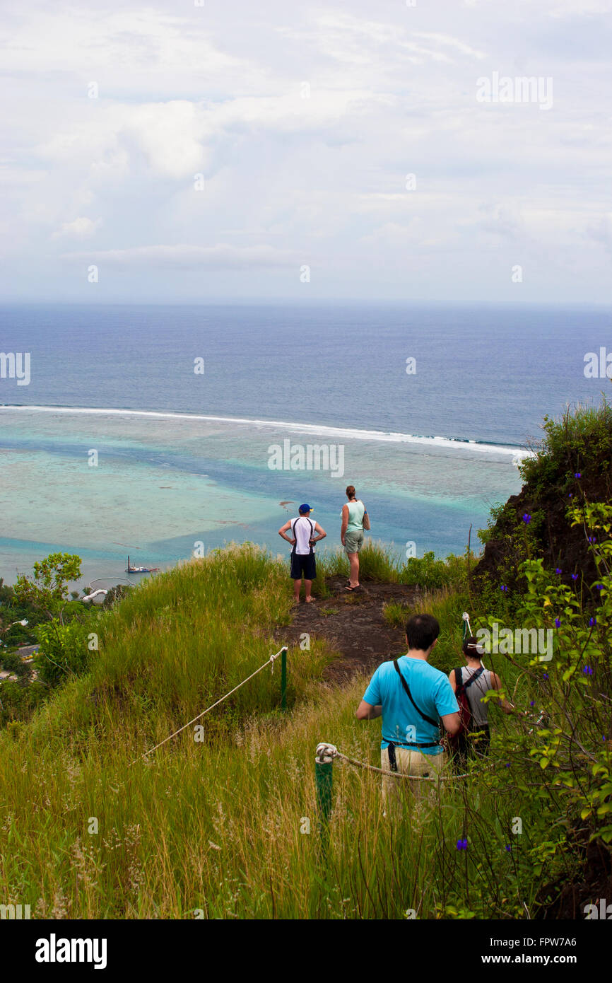 Island of Moorea, French Polynesia, people at the Belvedere over the ...