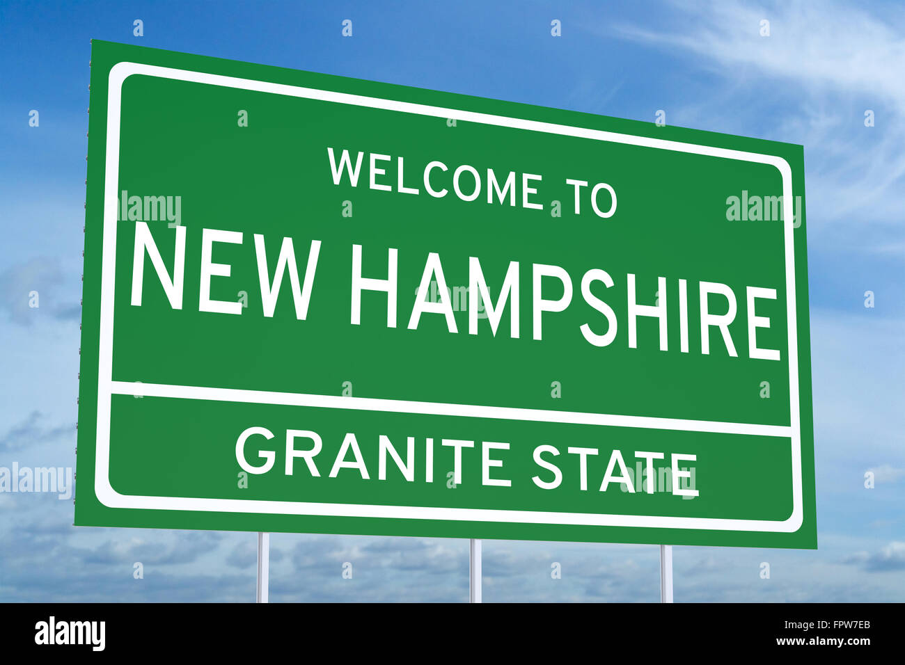 Welcome to New Hampshire state concept on road sign Stock Photo - Alamy
