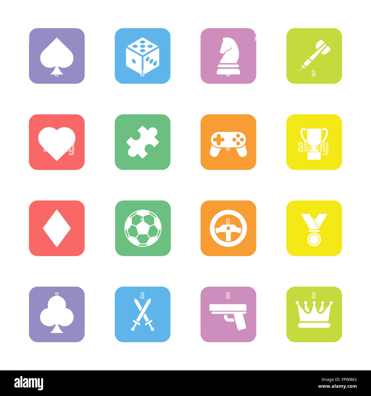 [JPEG] colorful flat game icon set on rounded rectangle for web design ...