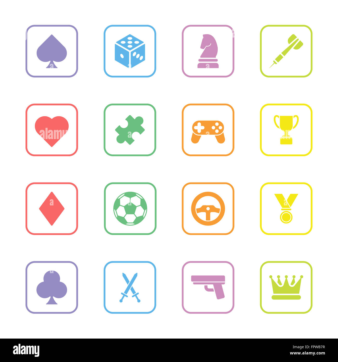 [JPEG] colorful flat game icon set with rounded rectangle frame for web ...