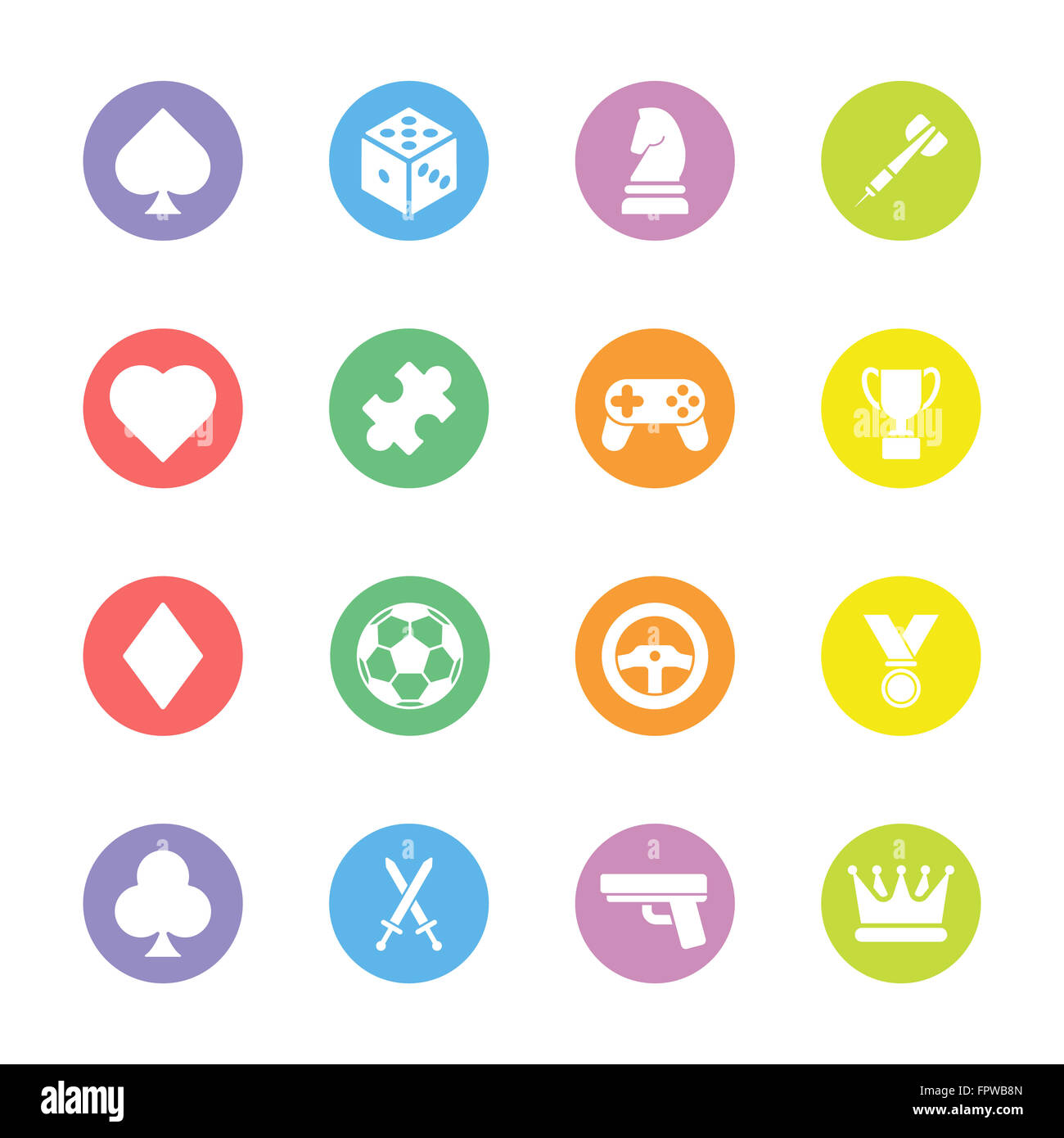 [JPEG] colorful flat game icon set on circle for web design, user ...