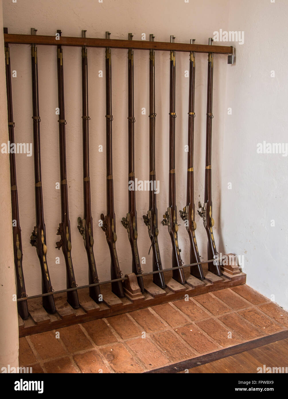 Musket rack in the old fort of Castillo San Felipe del Morro in Puerto ...