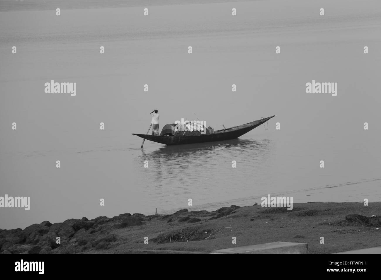 Boat with Majhi Stock Photo - Alamy
