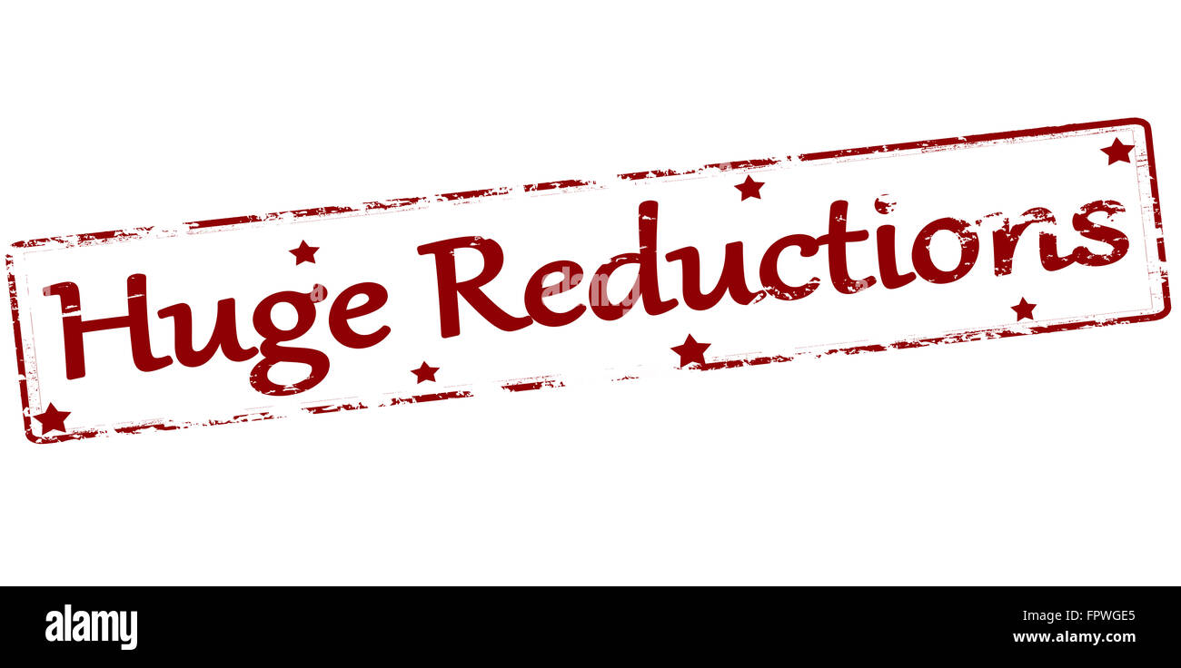 Rubber stamp with text huge reductions inside, vector illustration ...