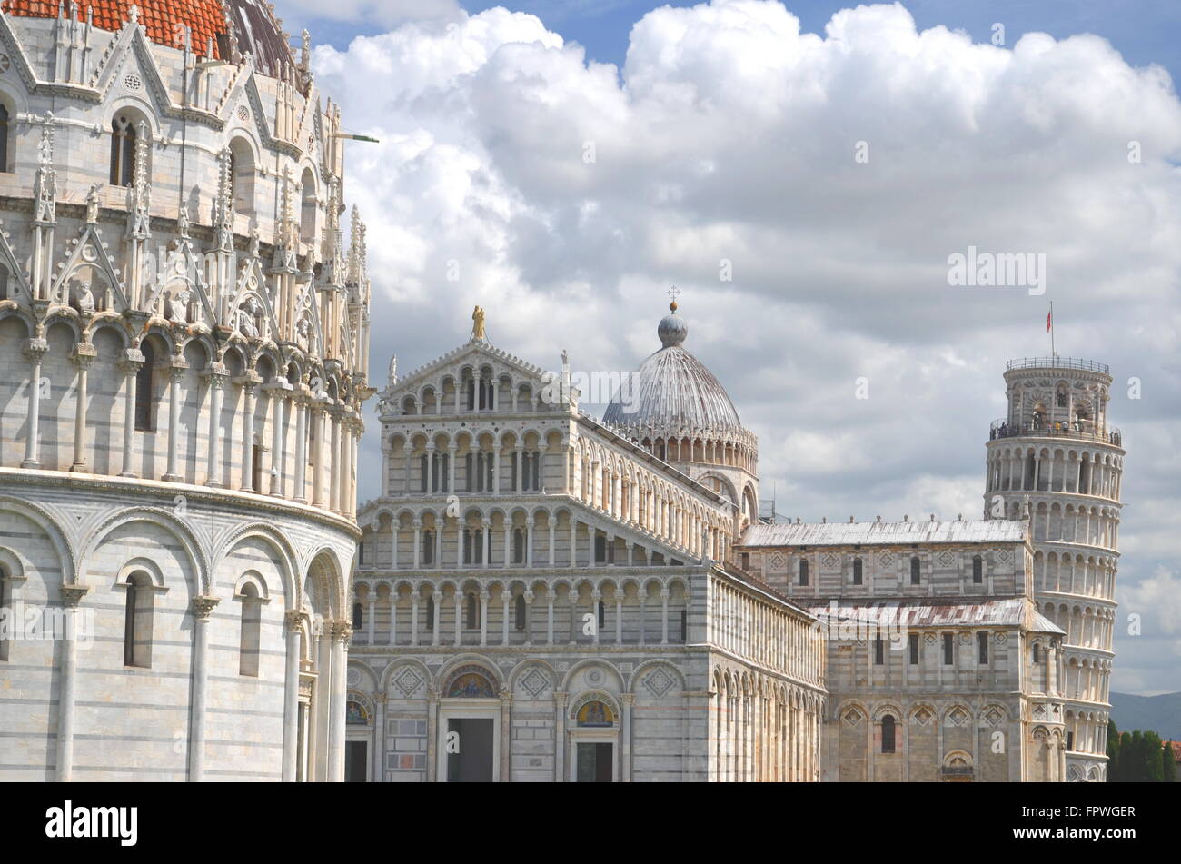 The famous Leaning Tower on Square of Miracles in Pisa, Tuscany in ...