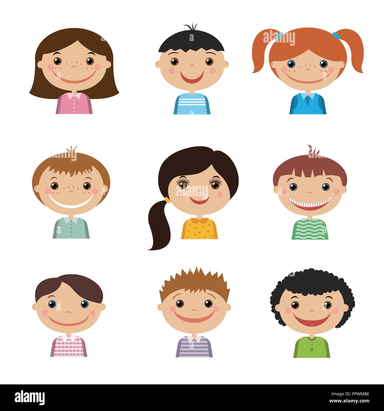 Set of smiling kids Stock Vector Image & Art - Alamy