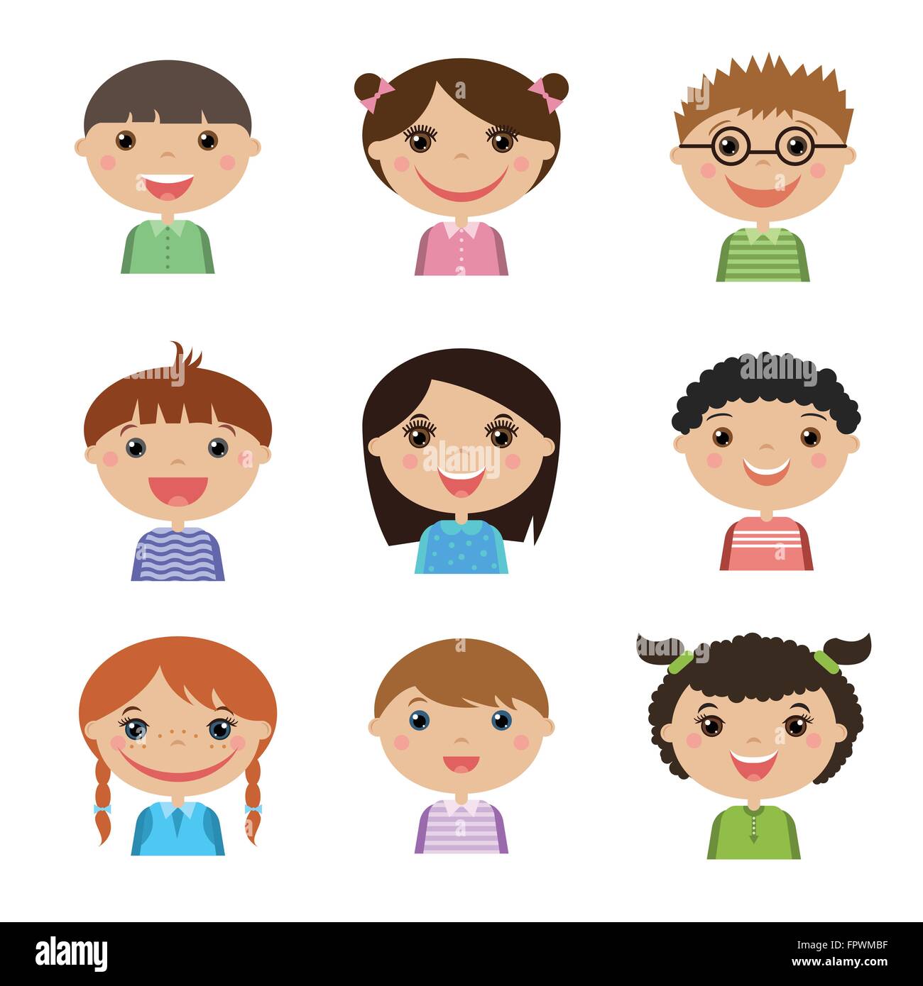 Set of diverse male and female avatars. Simple flat cartoon style Stock ...