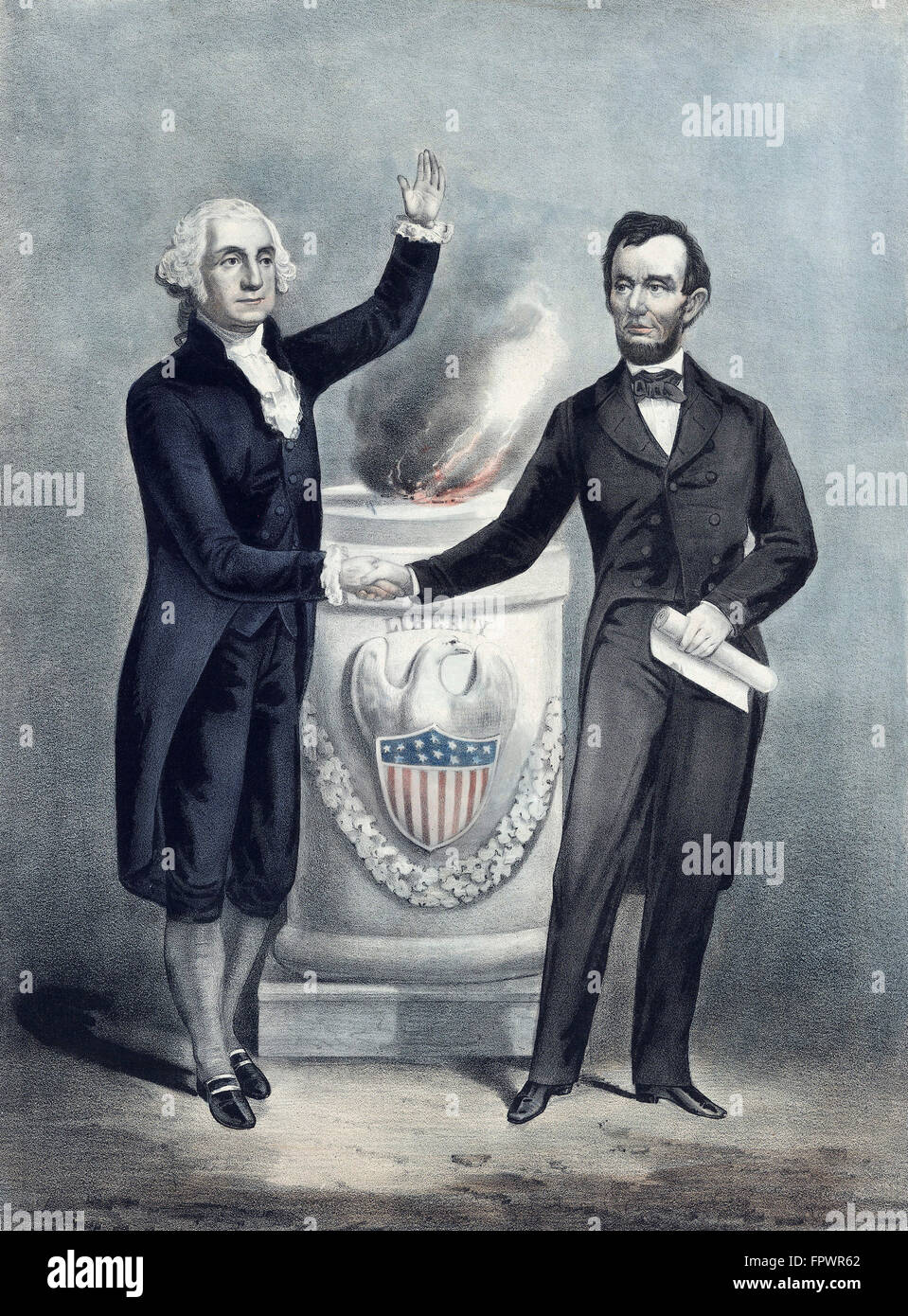 Vintage American History print of President George Washington and ...