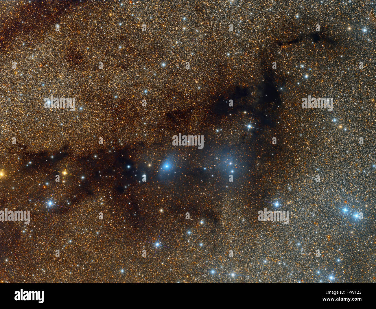 A blue oval reflection nebula surrounded by a star carpet Stock Photo ...
