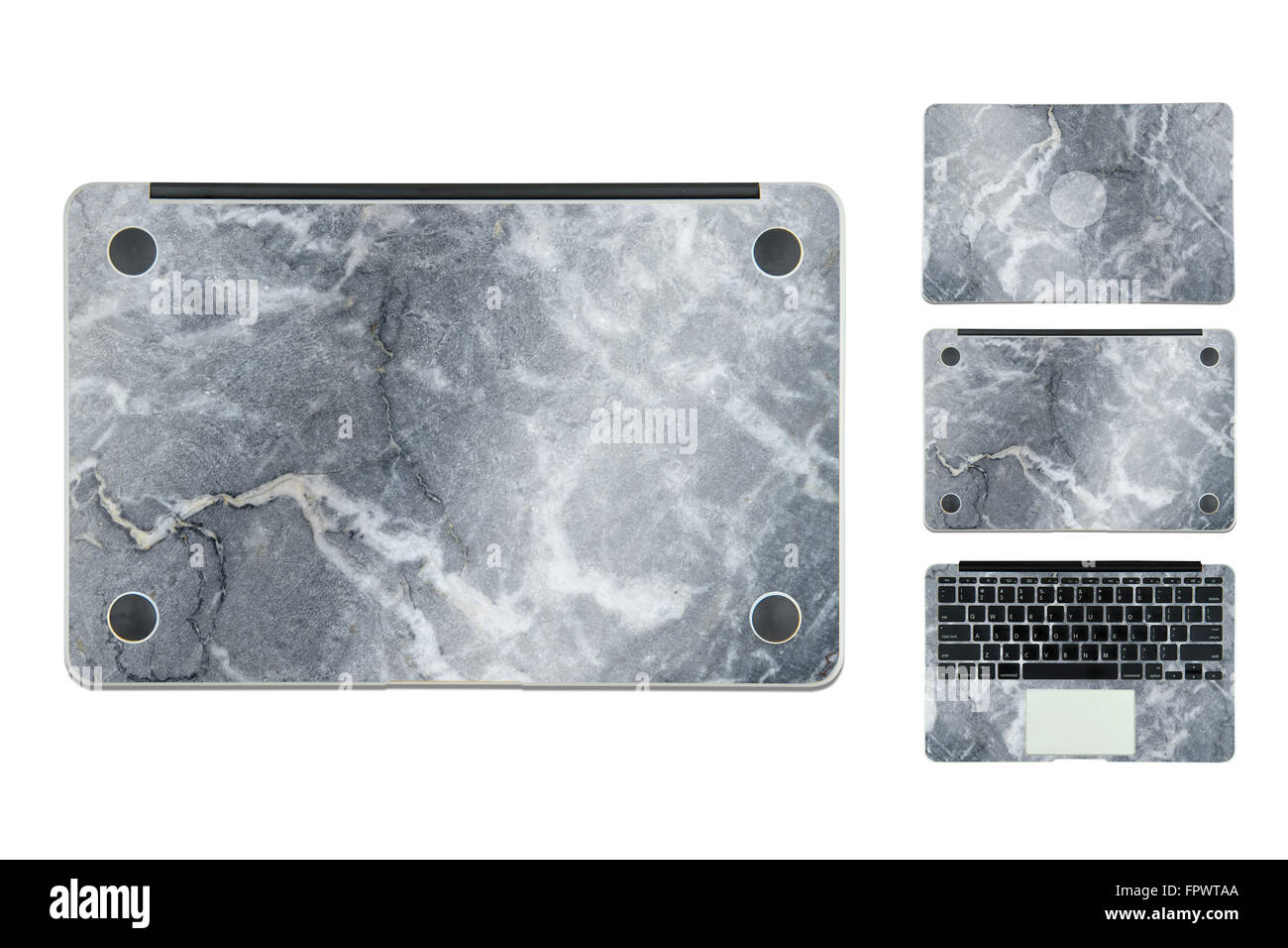 marble texture case for laptop on white background Stock Photo - Alamy