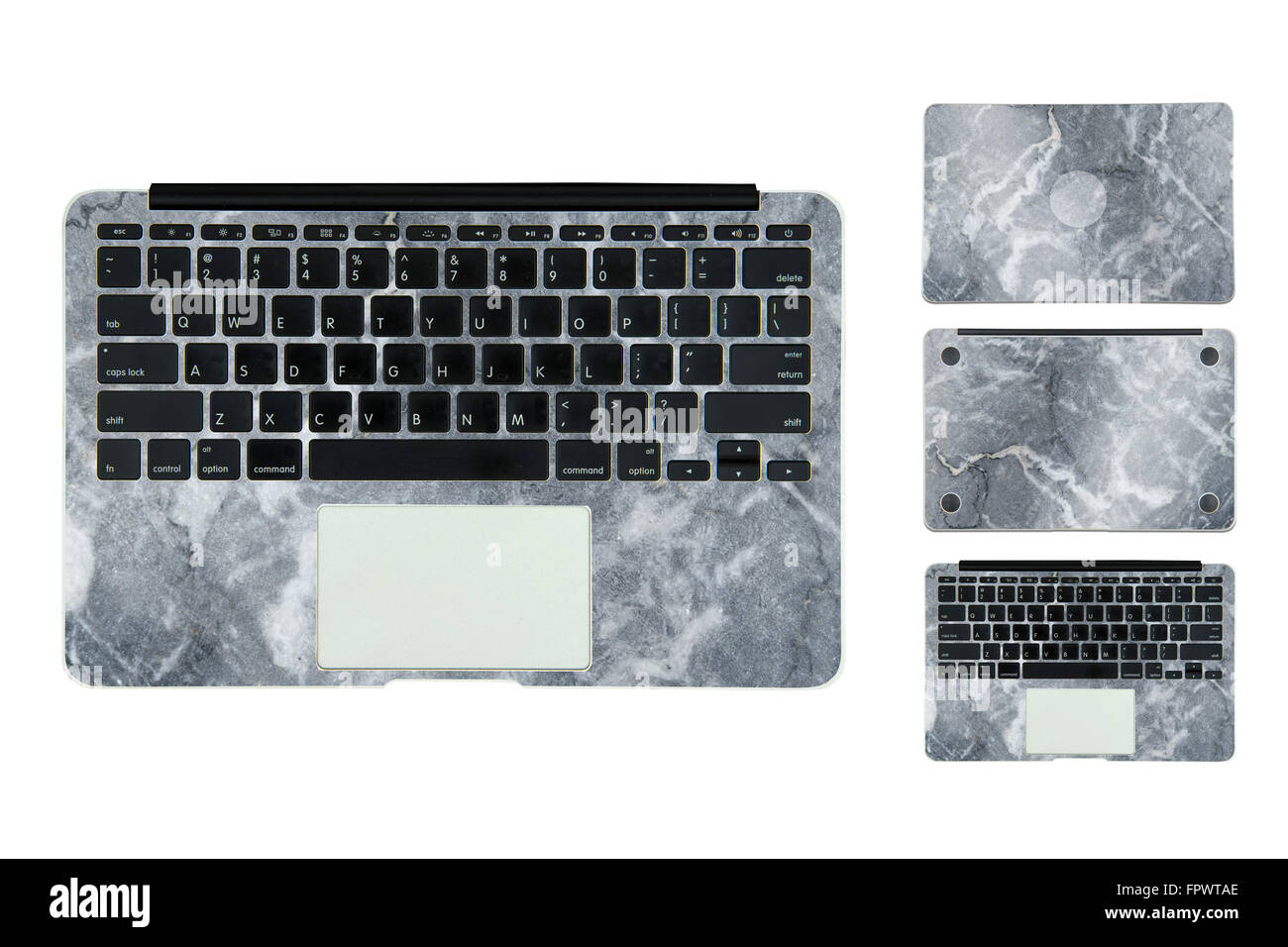 marble texture case for laptop on white background Stock Photo - Alamy