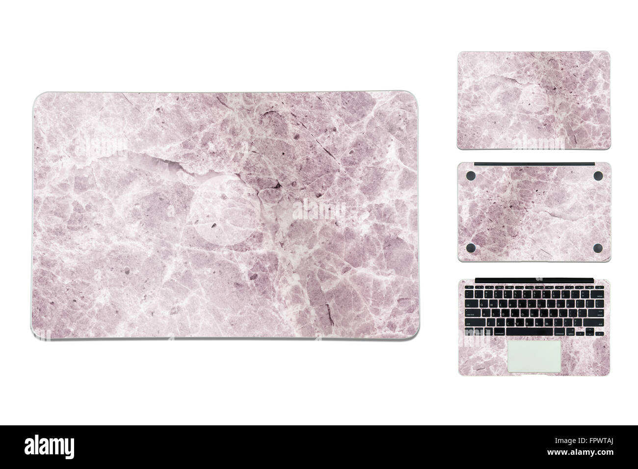 marble texture case for laptop on white background Stock Photo - Alamy
