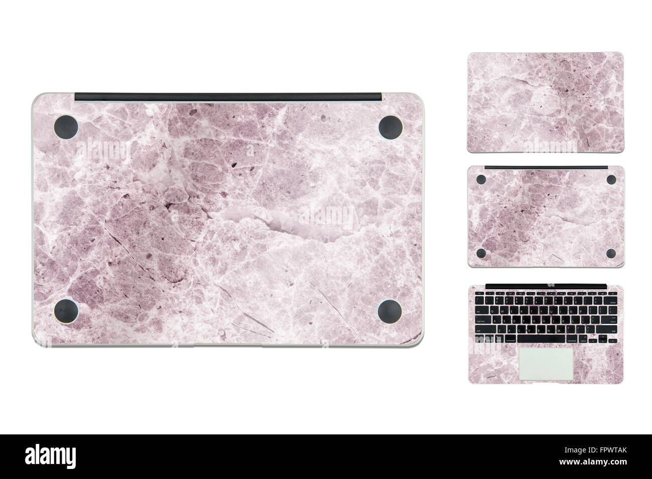 marble texture case for laptop on white background Stock Photo - Alamy