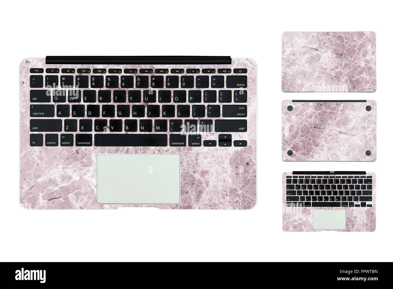 marble texture case for laptop on white background Stock Photo - Alamy