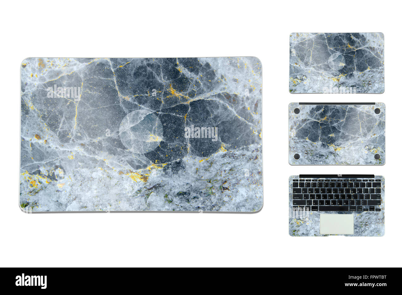 marble texture case for laptop on white background Stock Photo - Alamy