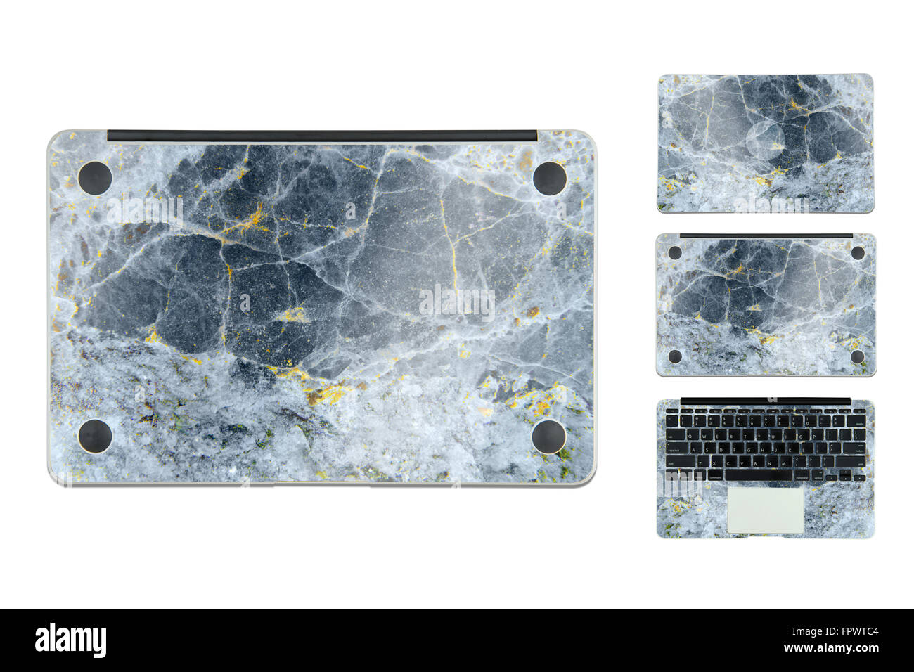 marble texture case for laptop on white background Stock Photo - Alamy