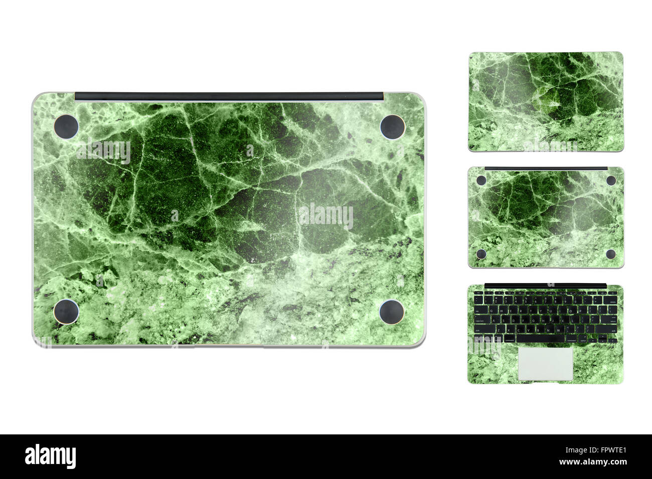 marble texture case for laptop on white background Stock Photo - Alamy