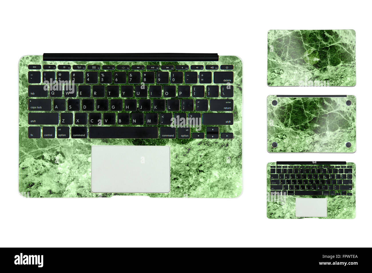 marble texture case for laptop on white background Stock Photo - Alamy