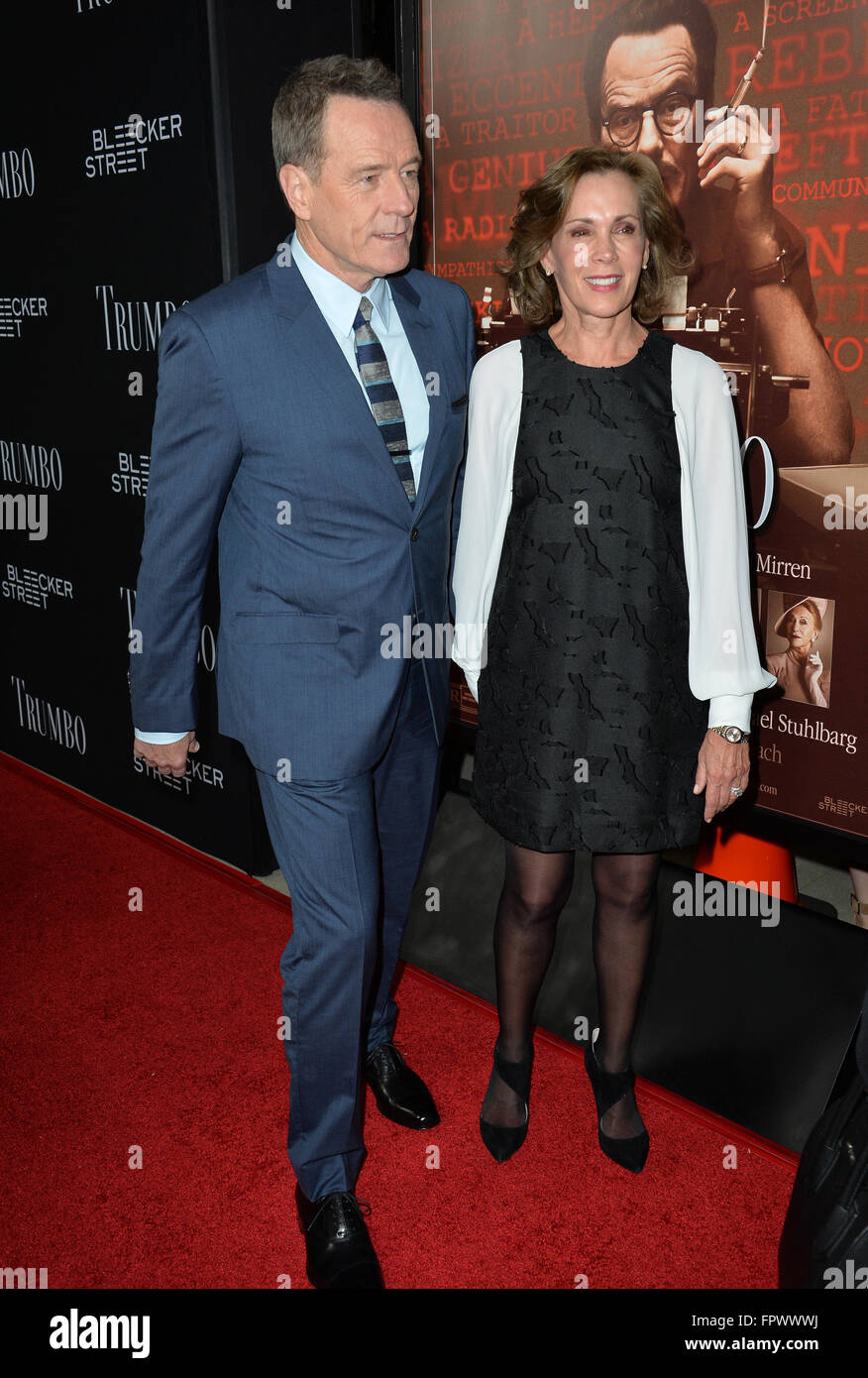 LOS ANGELES, CA - OCTOBER 27, 2015: Bryan Cranston & wife Robin Dearden ...