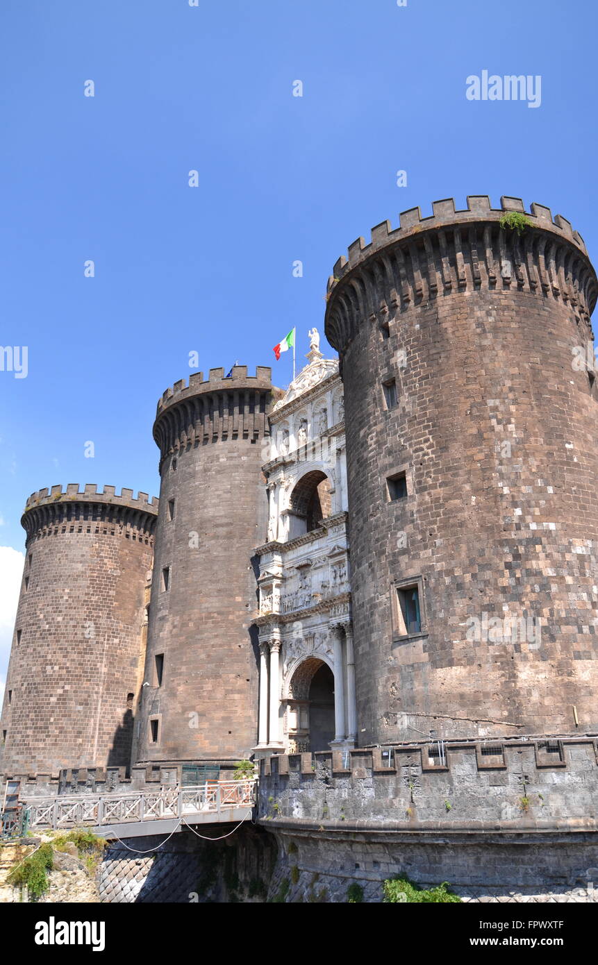 Majestic Castel Nuovo in Naples, Italy. Castel Nuovo was built in 1282 ...