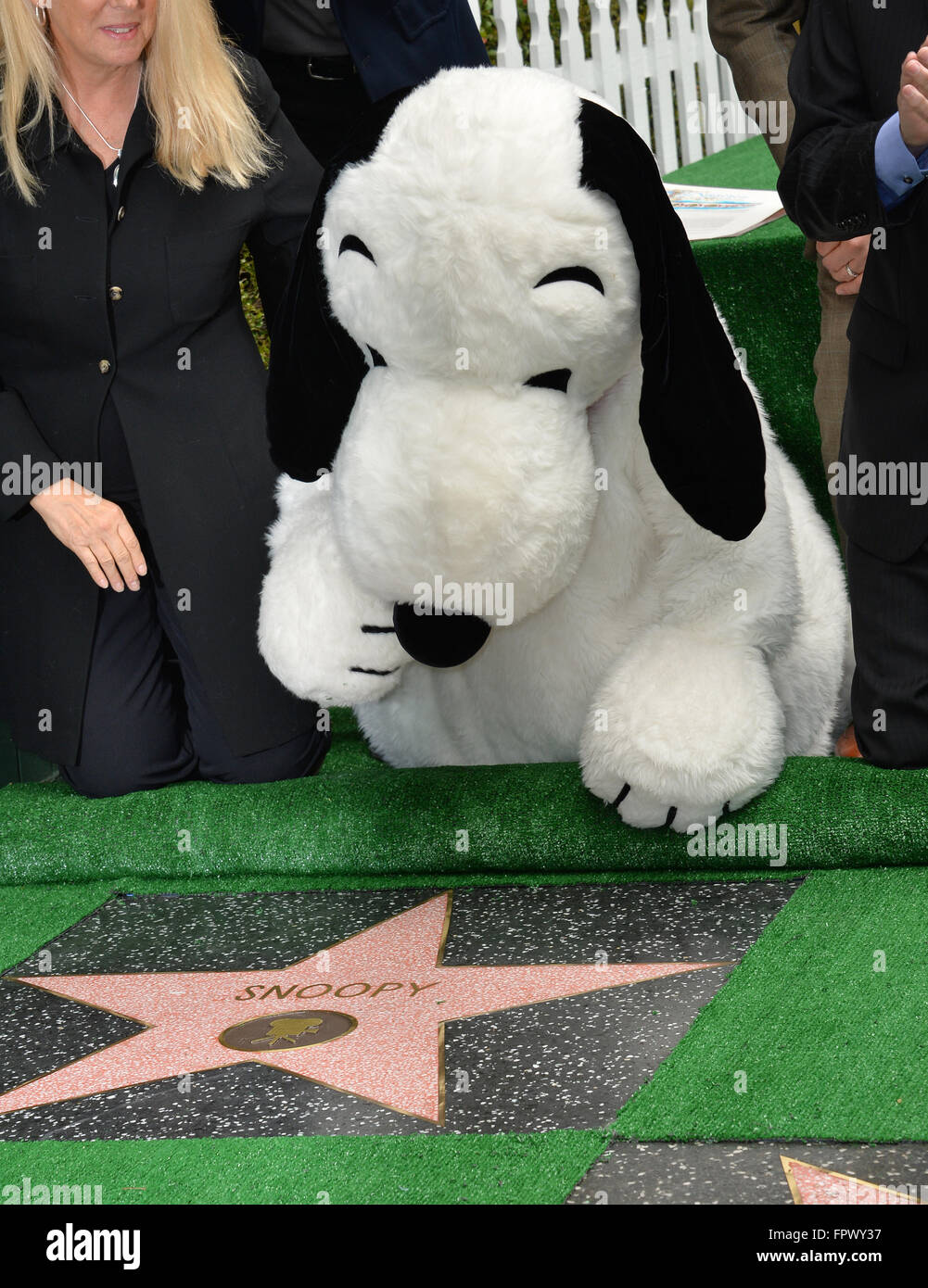 LOS ANGELES, CA - NOVEMBER 2, 2015: Comic character Snoopy was honored ...
