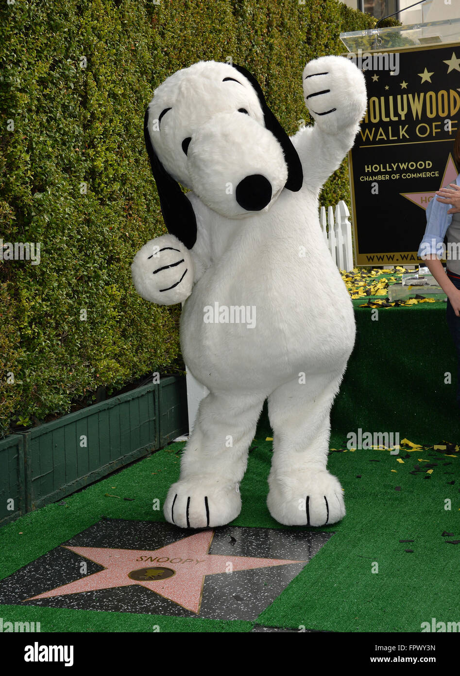 LOS ANGELES, CA - NOVEMBER 2, 2015: Comic character Snoopy was honored ...